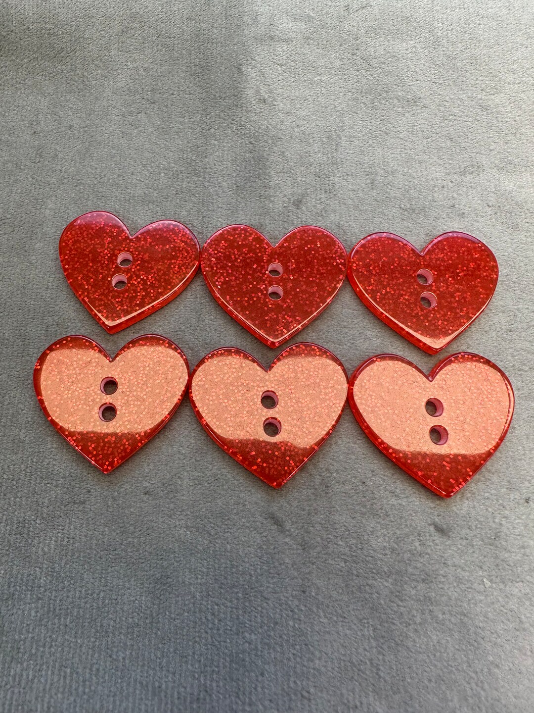 Glitter Heart Buttons Red Opaque Effect 32mm a Set of 6 - Etsy