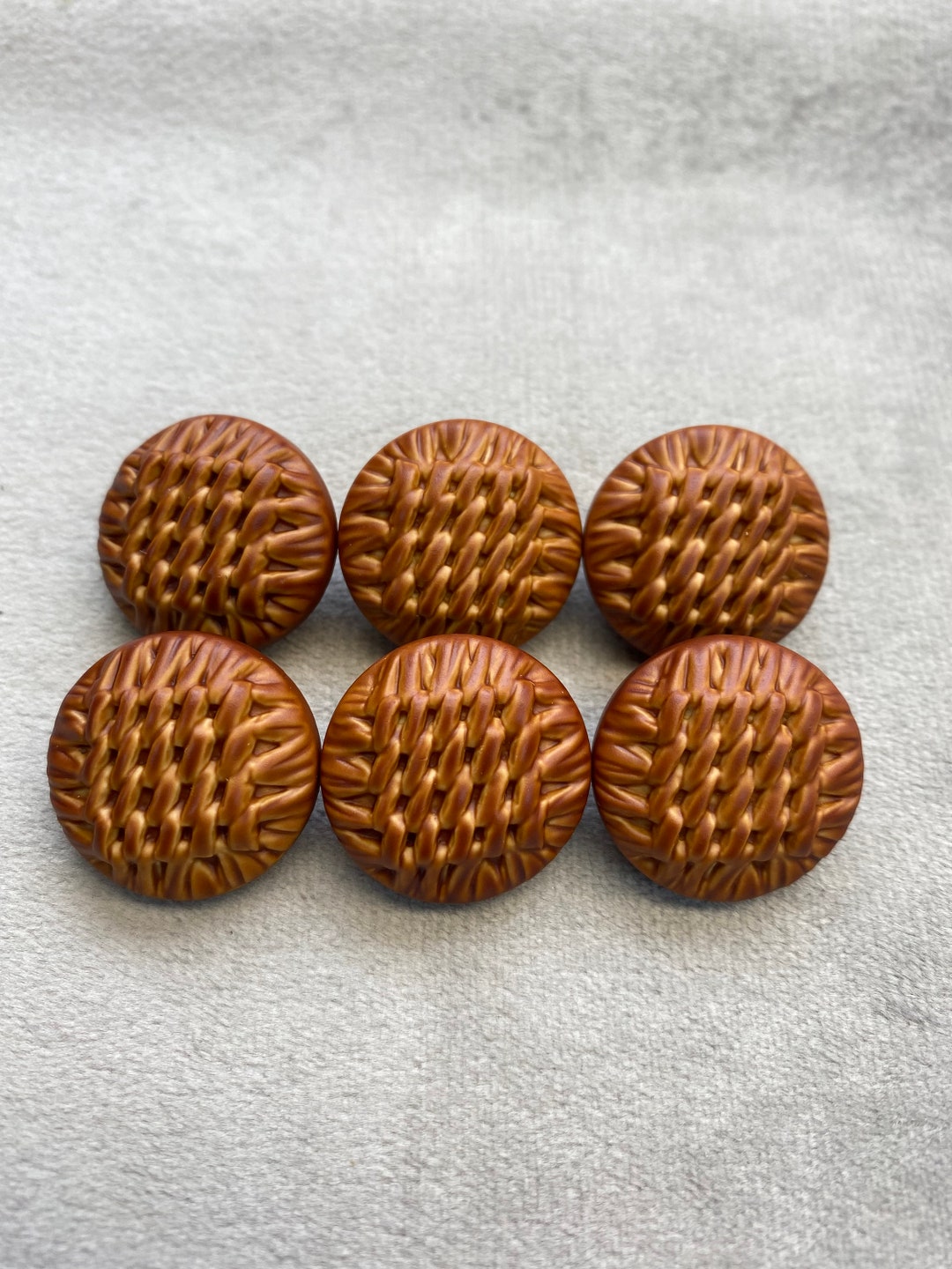 Textured Buttons Tan Basketweave Effect 21mm a Set of 6 - Etsy