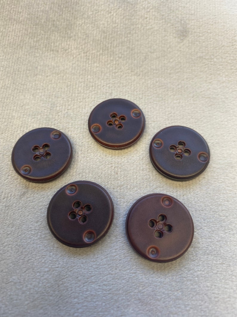 Textured Buttons Brown Leather Effect 19mm a Set of 5 - Etsy