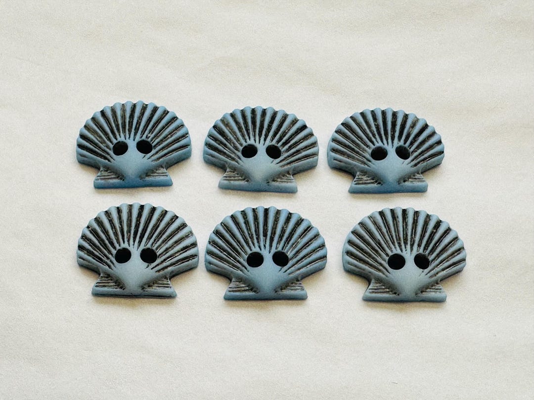 Seashell Buttons: Blue & Black Matte Finish (set of 6) - Etsy