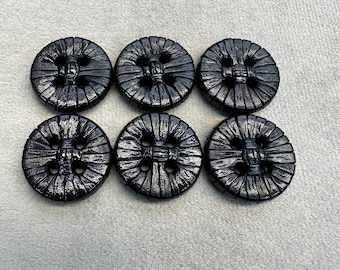 Textured Buttons Black Vine Design 27mm a Set of 6 - Etsy