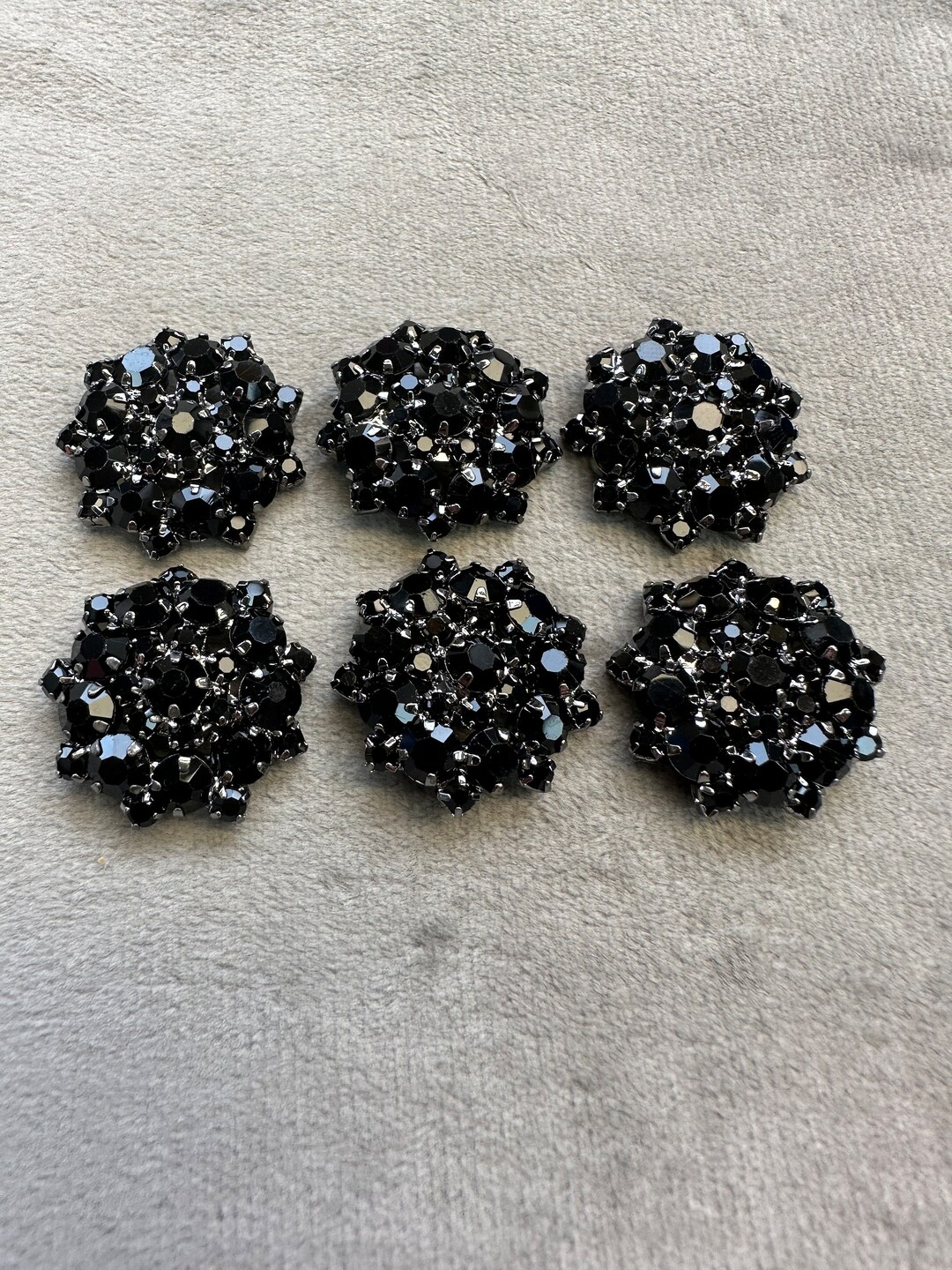 Rhinestone Buttons Black Sparkling Design 22mm a Set of 6 - Etsy