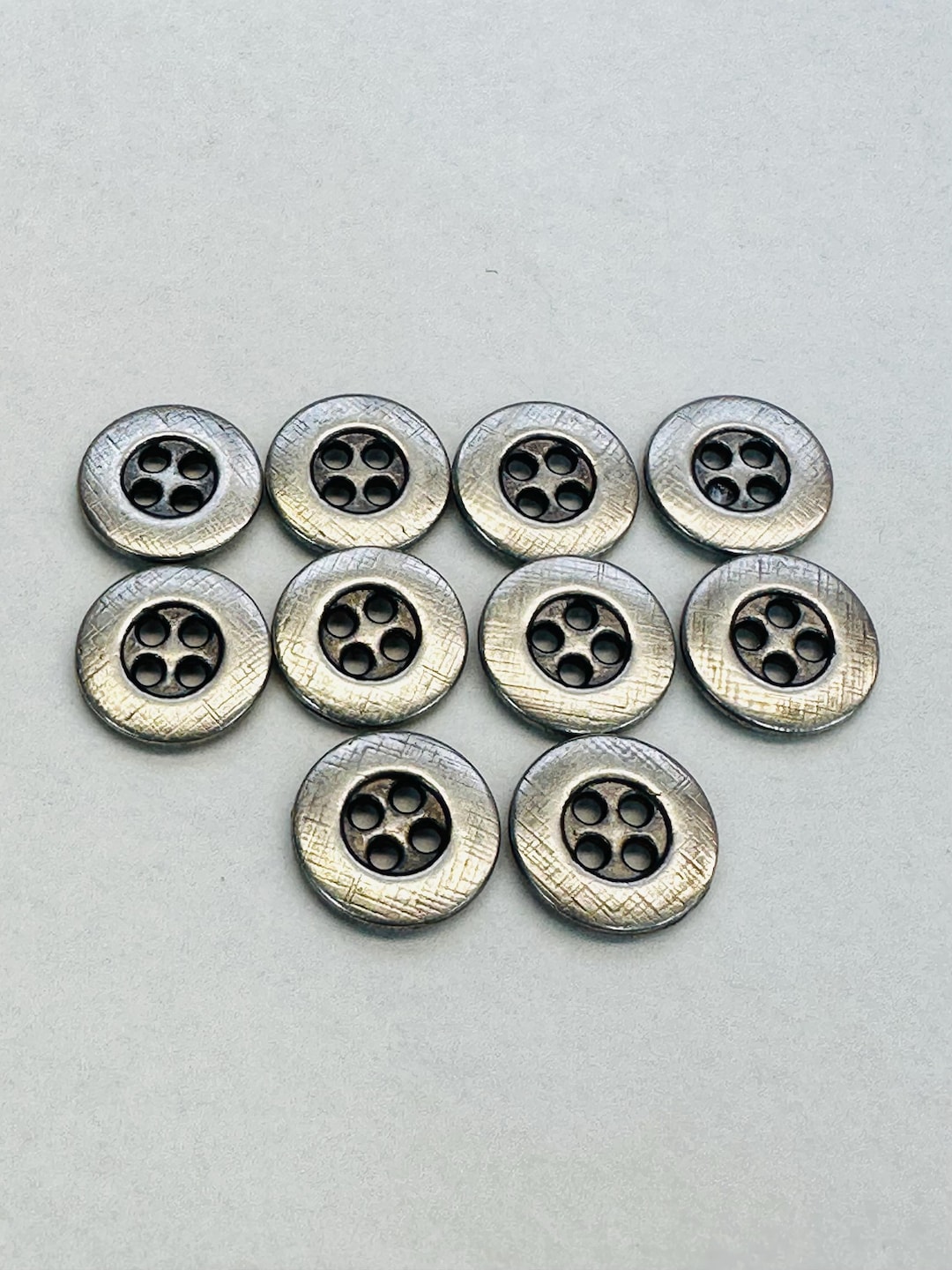 Metal Shirt Buttons 13mm a Set of Ten in a Distressed Silver-tone ...