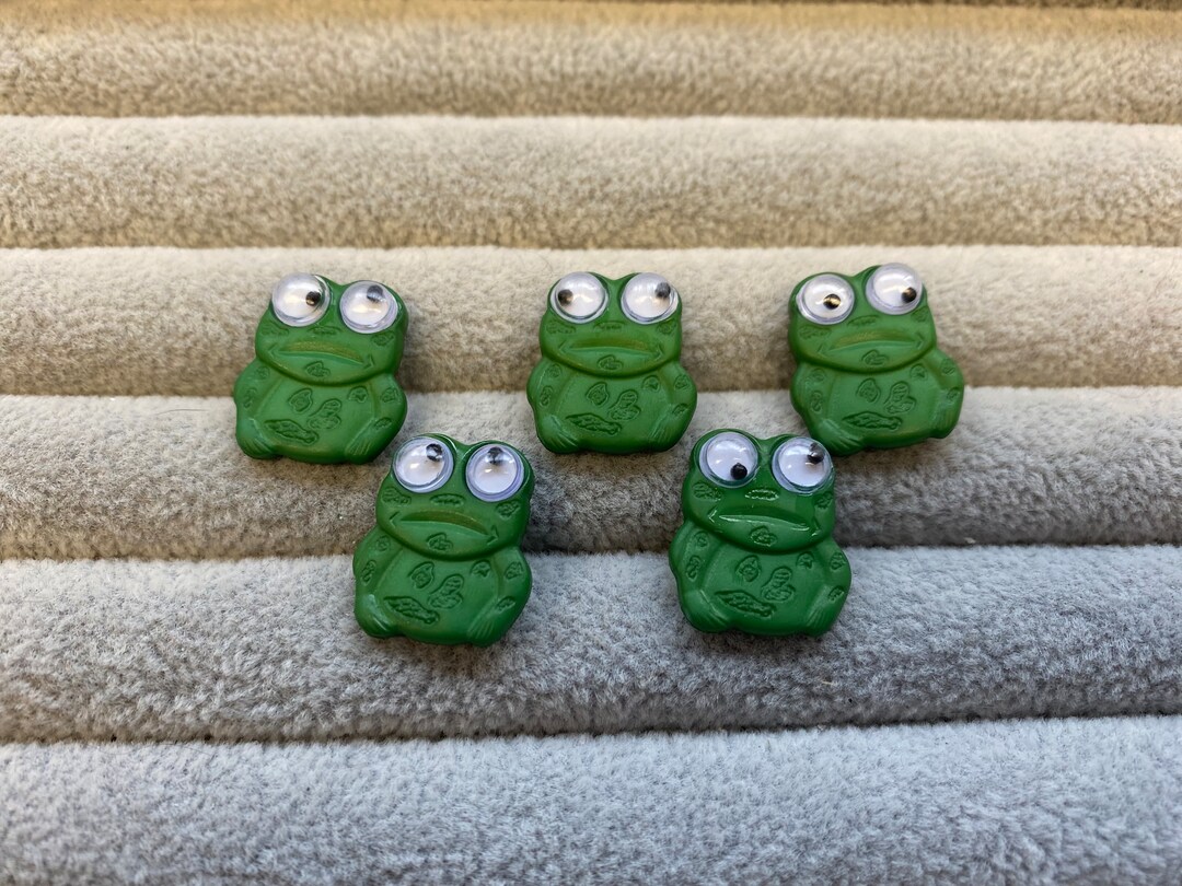 Frog Buttons Green With Googly Eyes 20mm a Set of 5 - Etsy