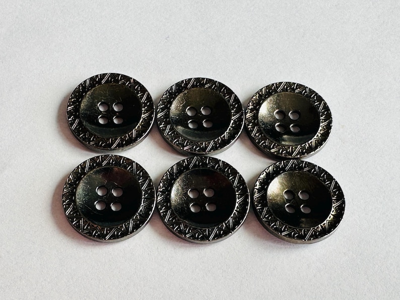 Distressed Gunmetal Metal Buttons: 20mm, Patterned Border, Set of 6 - Etsy