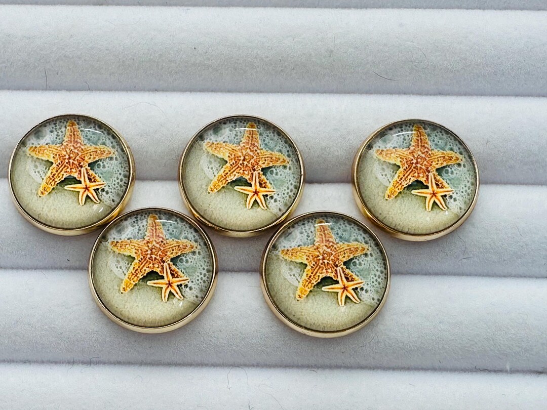 Glass Starfish Buttons 22mm: Coastal Crafting Set of 5 - Etsy