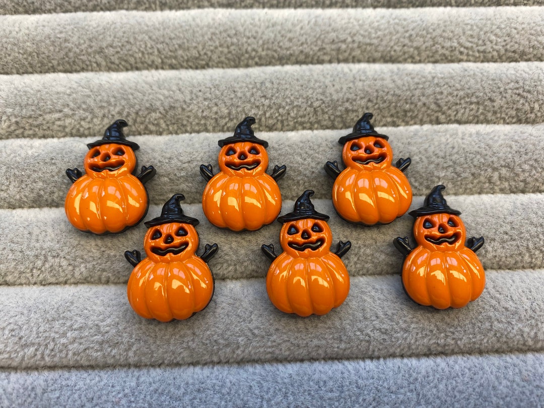 Pumpkin Witch Buttons in Orange and Black 18 X 24mm a Set of Six - Etsy