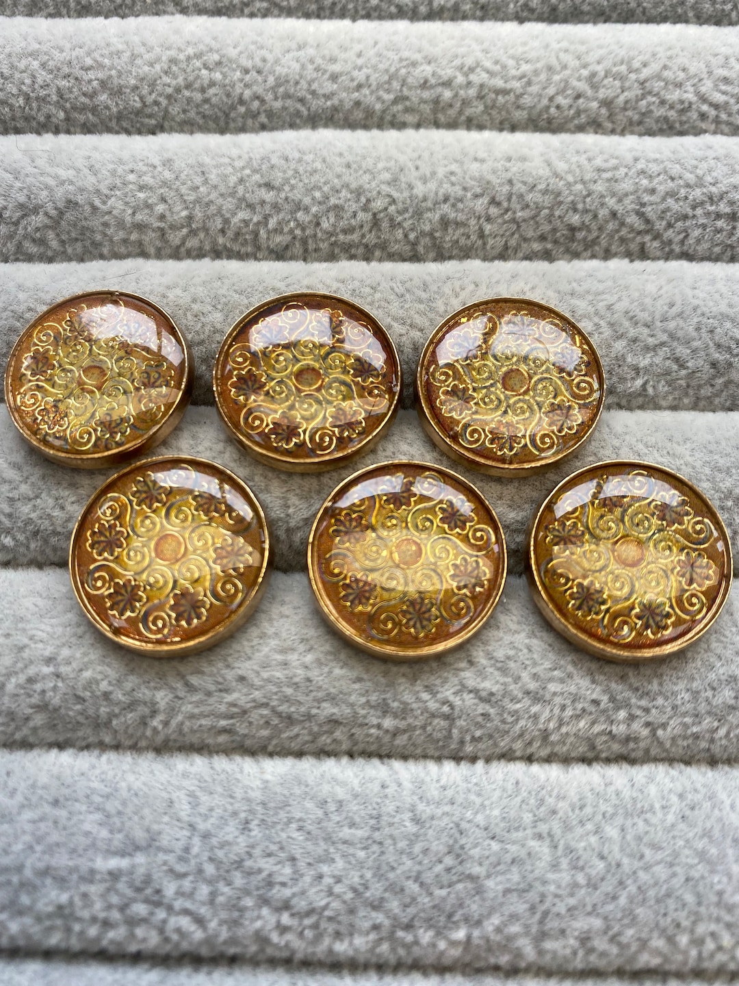 Enamel Buttons Orange and Yellow Mandela Design 17mm a Set of 6 - Etsy