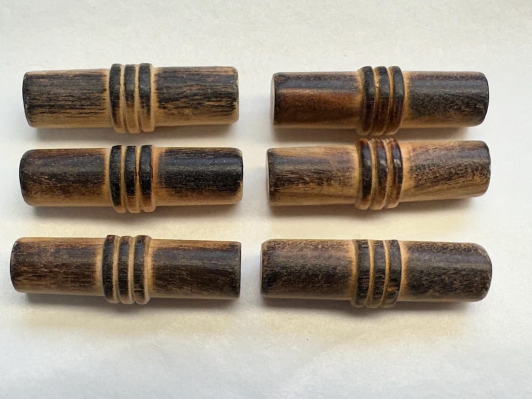 Burnt Wood Toggle Buttons 30mm a Set of Six on a Shank - Etsy