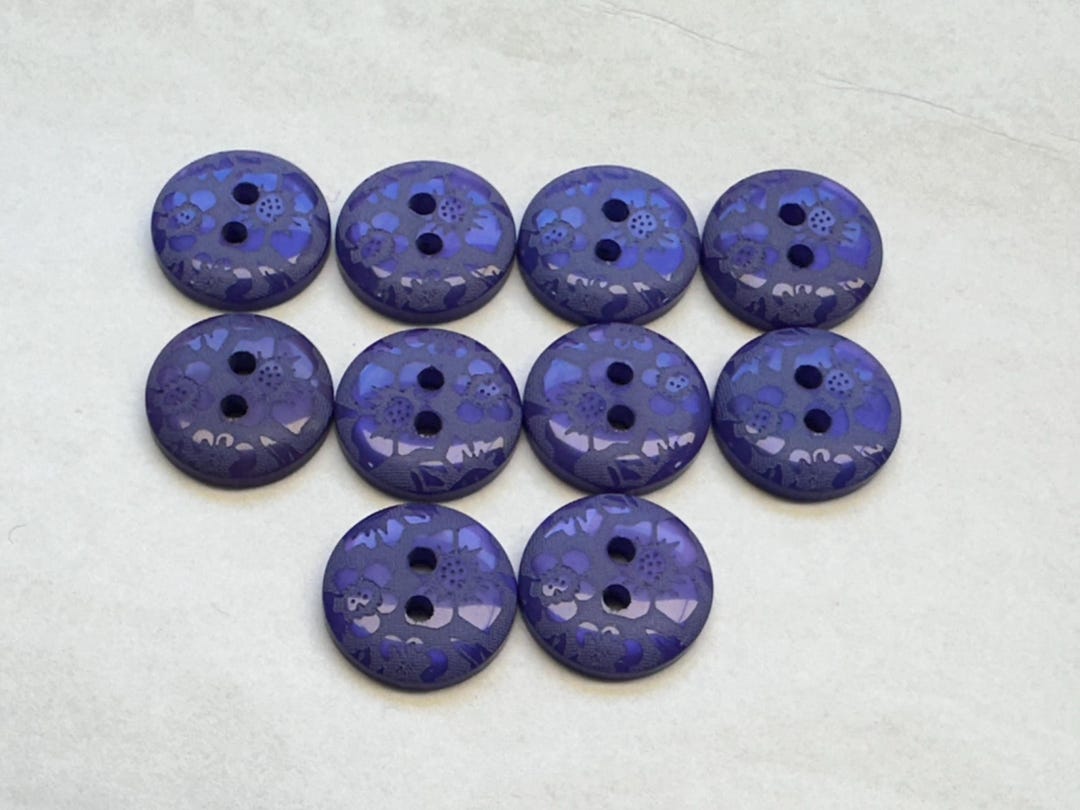 Buttons Royal Blue 15mm a Set of 10 Floral Design Pearly Finish - Etsy