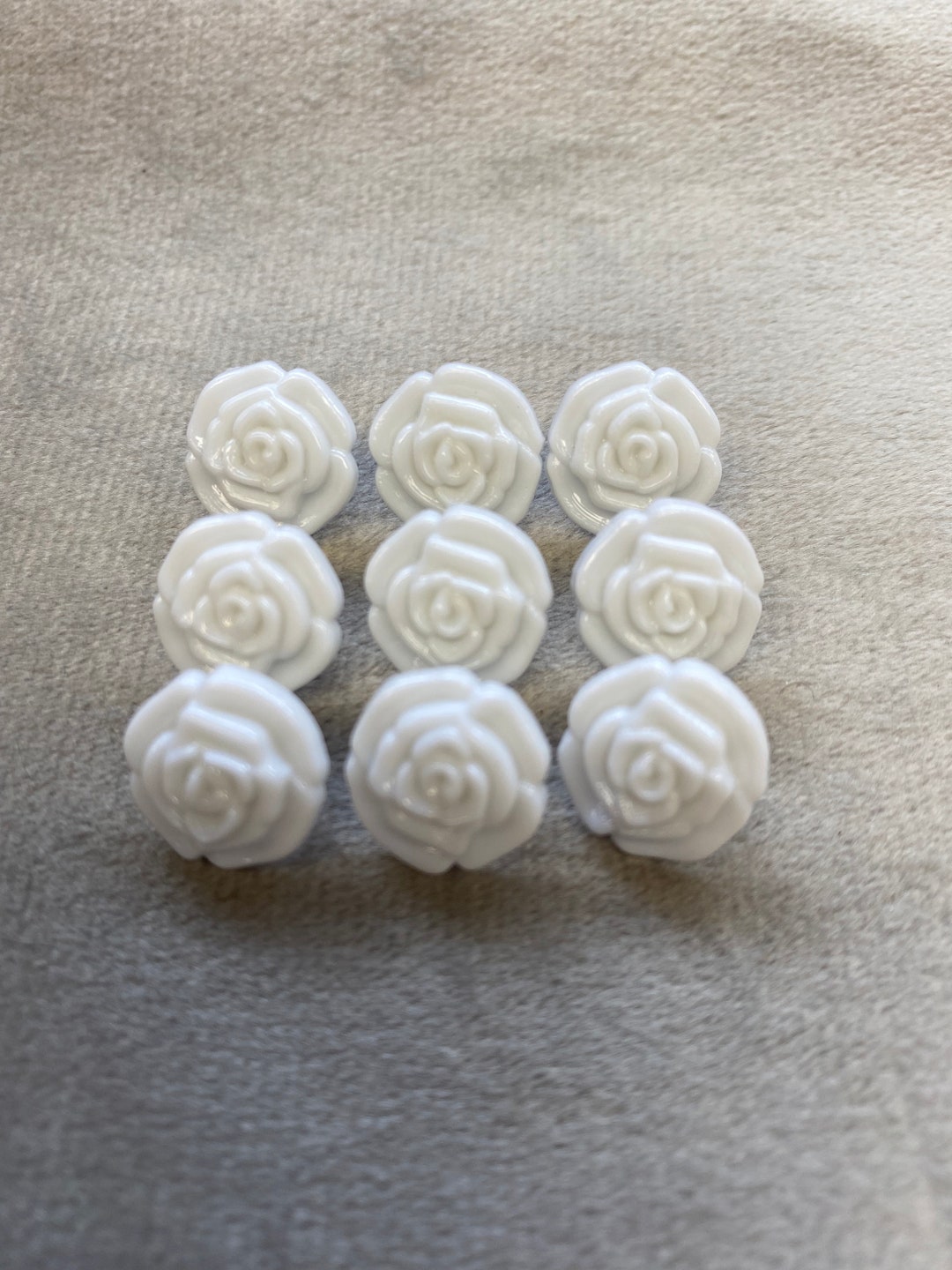Rose Buttons White Glossy Finish 12mm a Set of 9 - Etsy