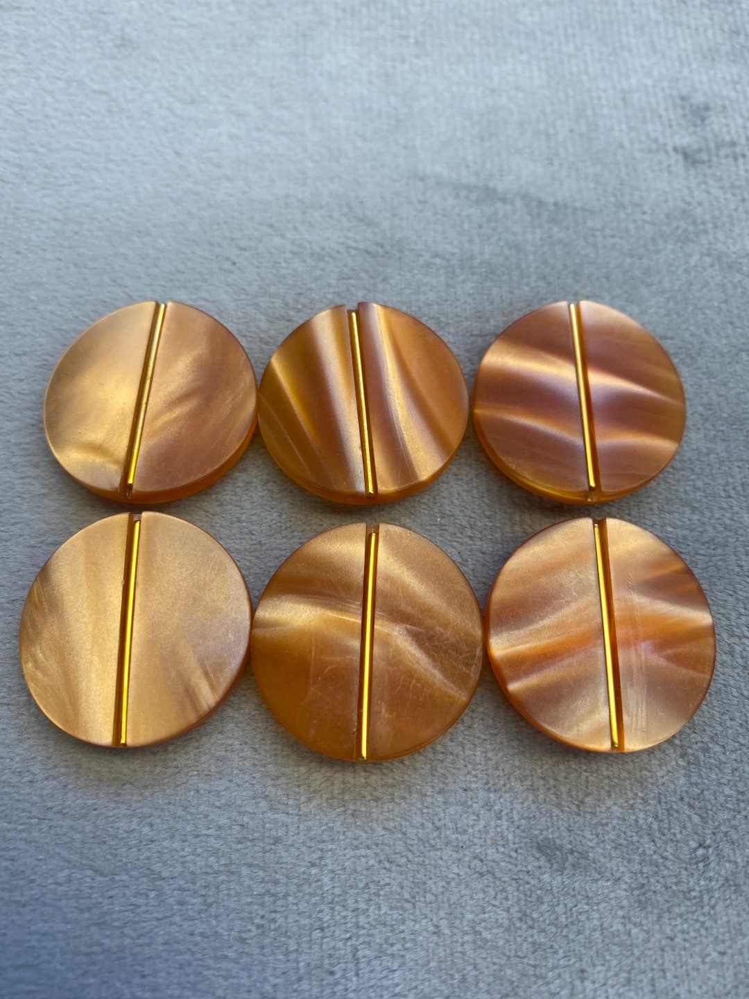 Pearly Buttons Orange and Gold Tone 22mm a Set of 6 - Etsy