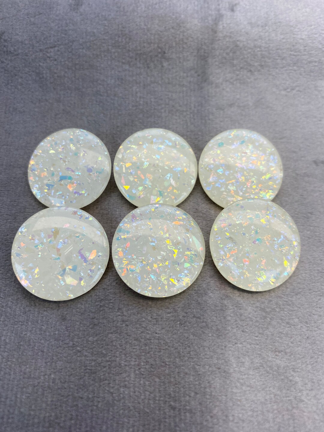 Sparkly Buttons Ivory Iridescent Effect 22mm a Set of 6 - Etsy