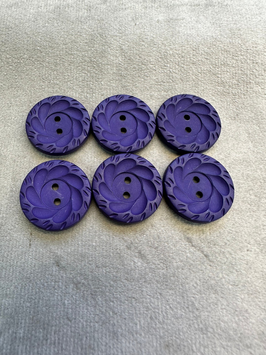 Purple Buttons 23mm a Set of 6 Matt Textured Design - Etsy