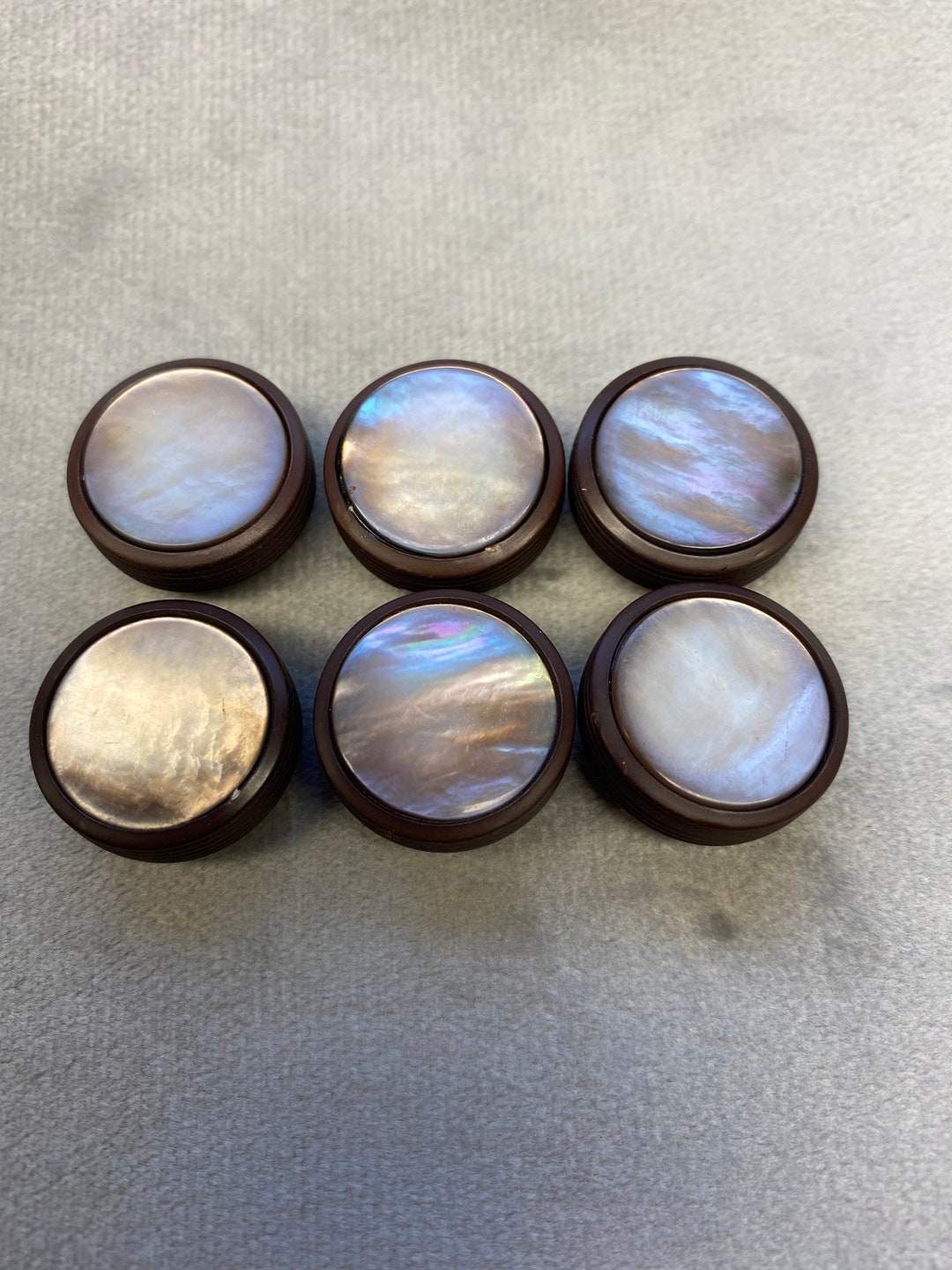 Iridescent Buttons Shell in a Brown Setting 19mm a Set of 6 - Etsy