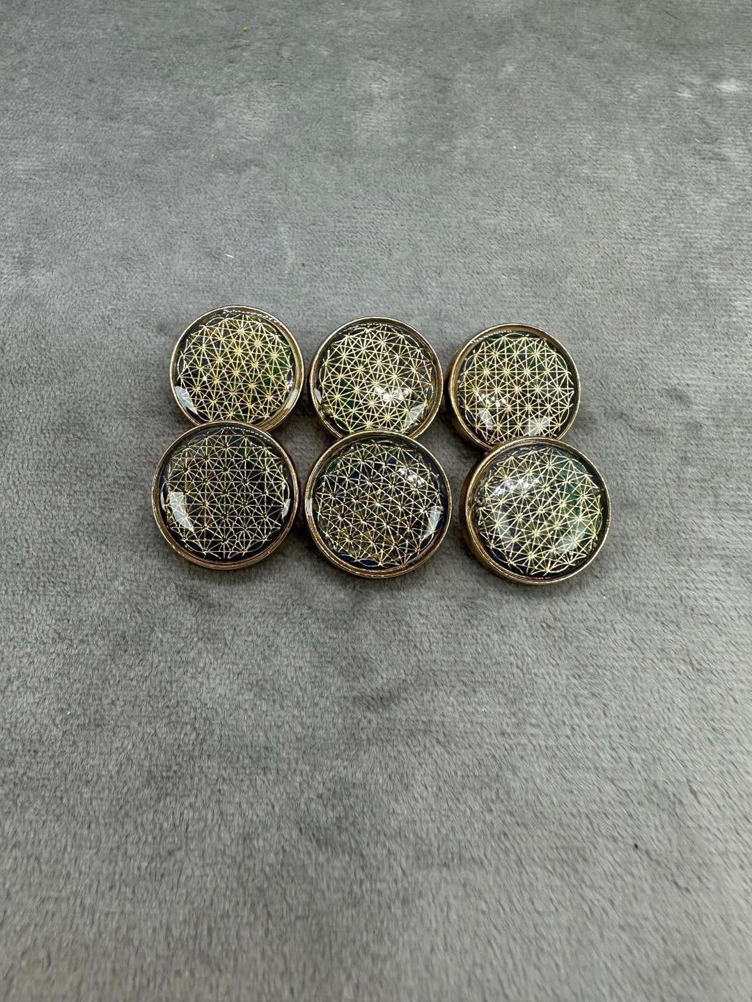 Enamel Buttons Green With Gold Effect Lattice Design 18mm a Set of 6 - Etsy