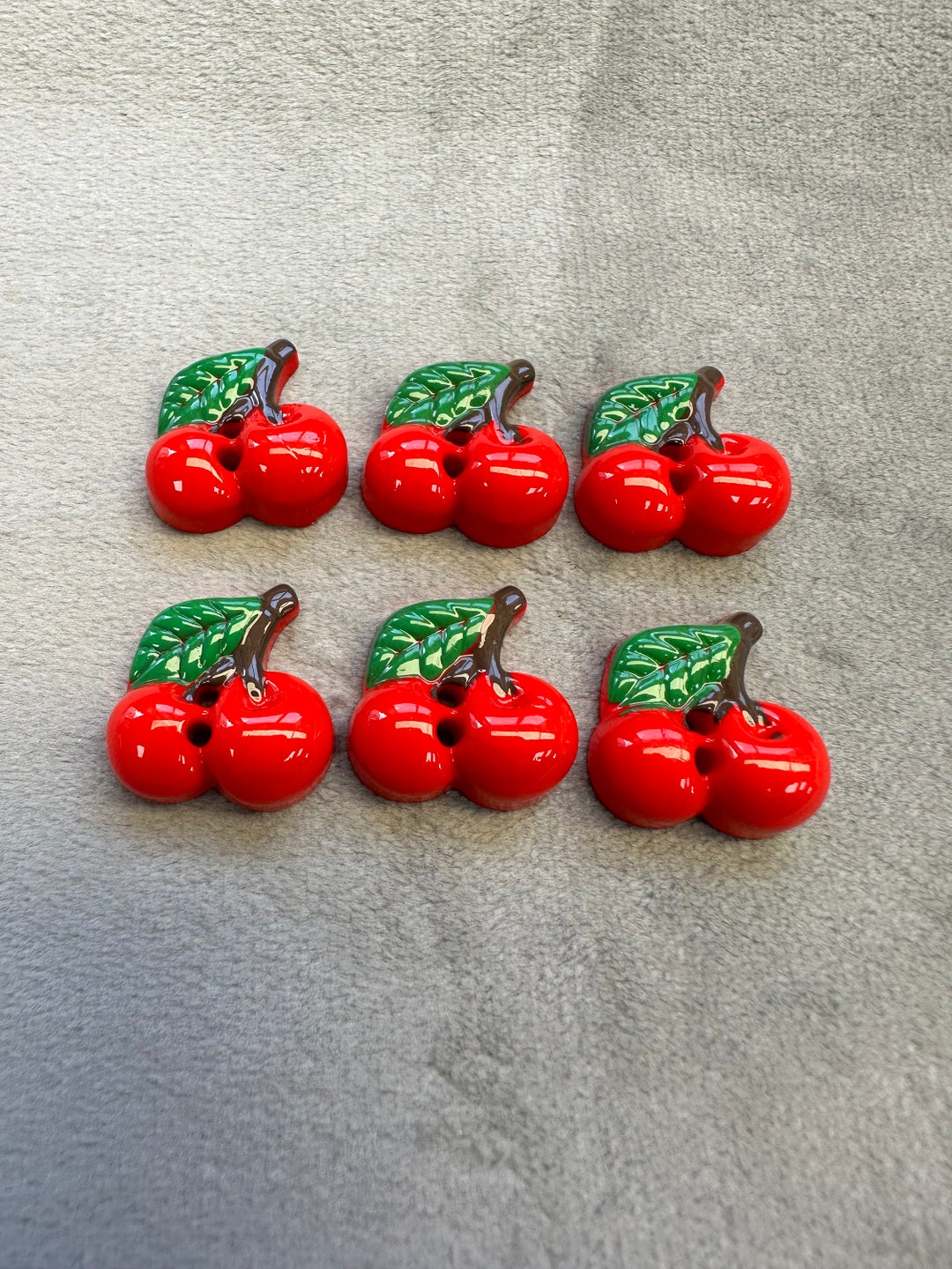 Cherry Buttons Red and Green Glossy Finish 16mm a Set of 6 - Etsy