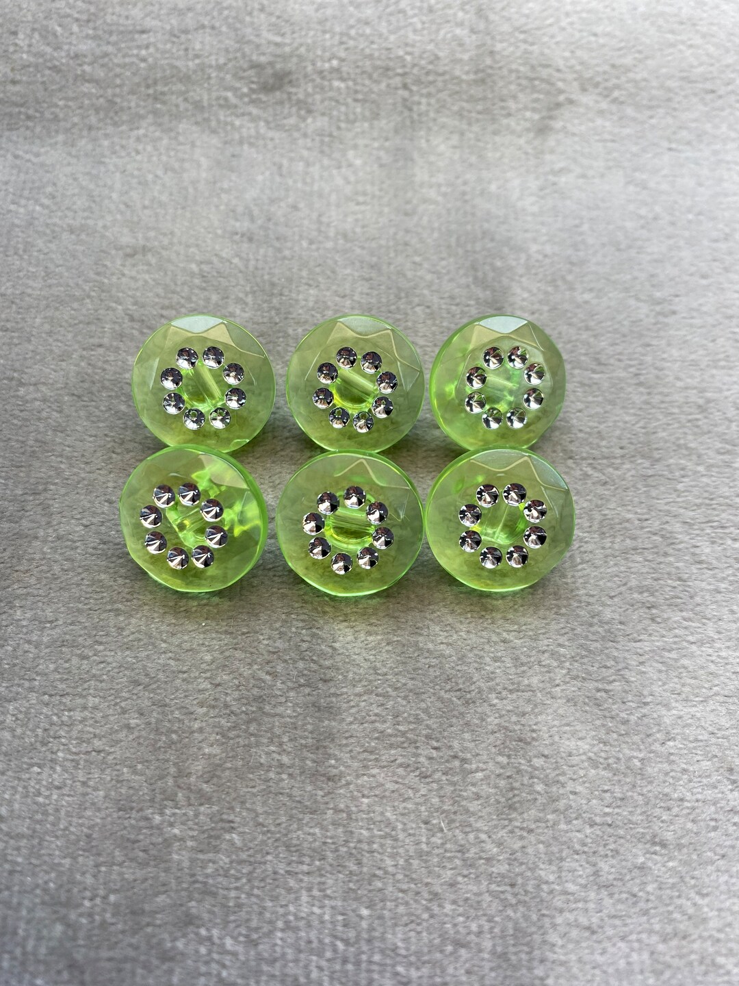 Sparkly Buttons Lime Green and Silver Effect 15mm a Set of 6 - Etsy