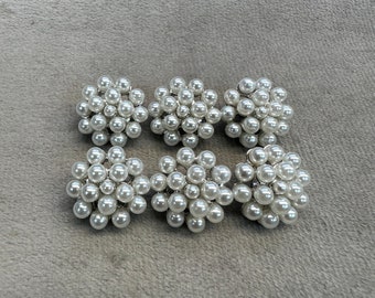 Faux Pearl Beaded Buttons White and Silver Effect 28mm a Set of 6 - Etsy