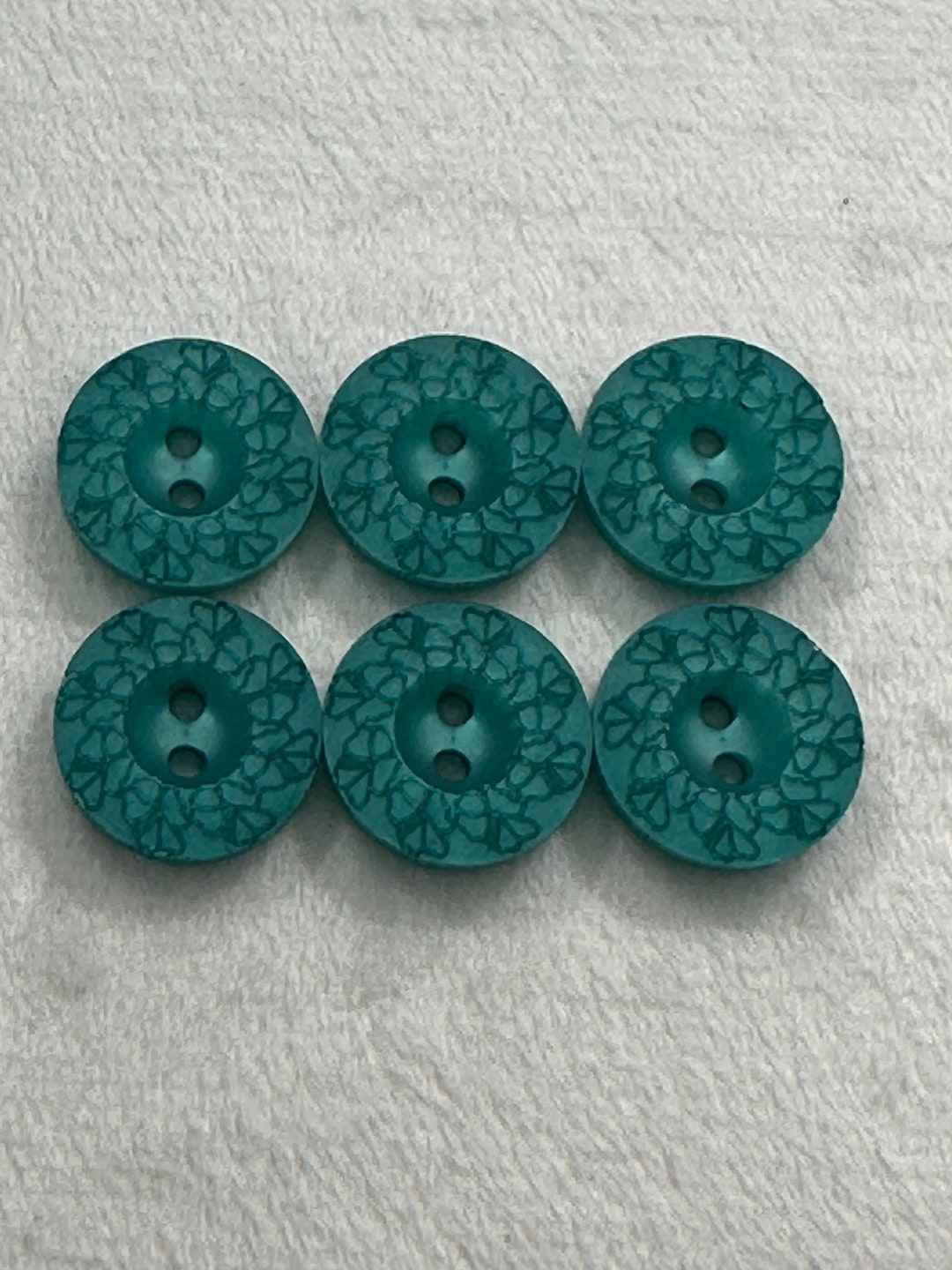 Teal Buttons 15mm With an Etched Flower Design, Two-hole Sew-through ...