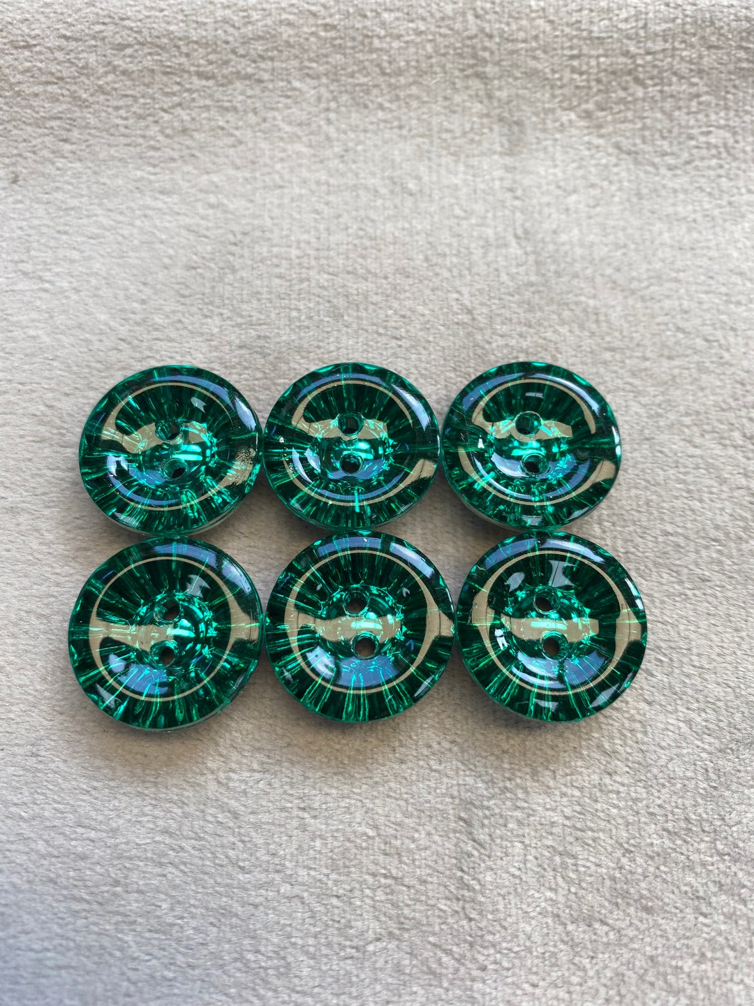 Jewel Buttons Emerald Green Foil Back Design 18mm a Set of 6 - Etsy