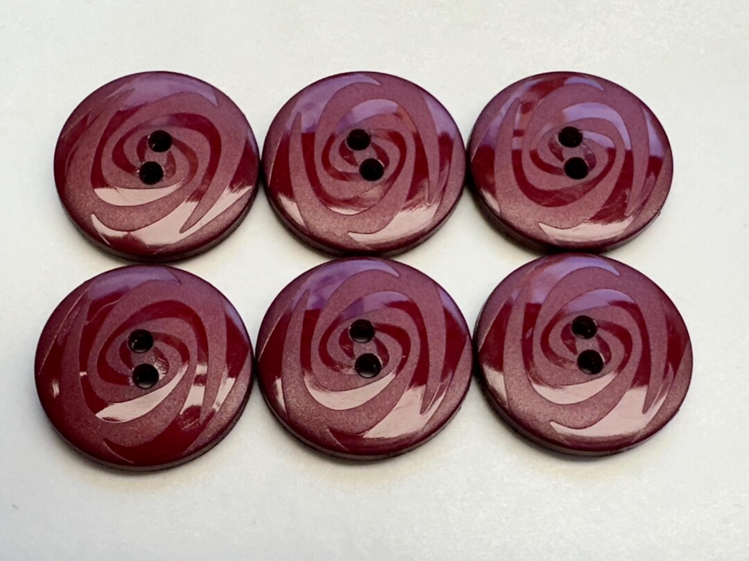 Burgundy Buttons 19mm a Set of Six With a Swirl Design by Dill - Etsy
