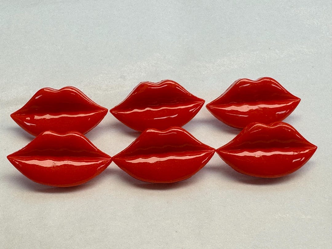 Red Lip Buttons 25mm a Set of Six With a Glossy Finish Sold ...