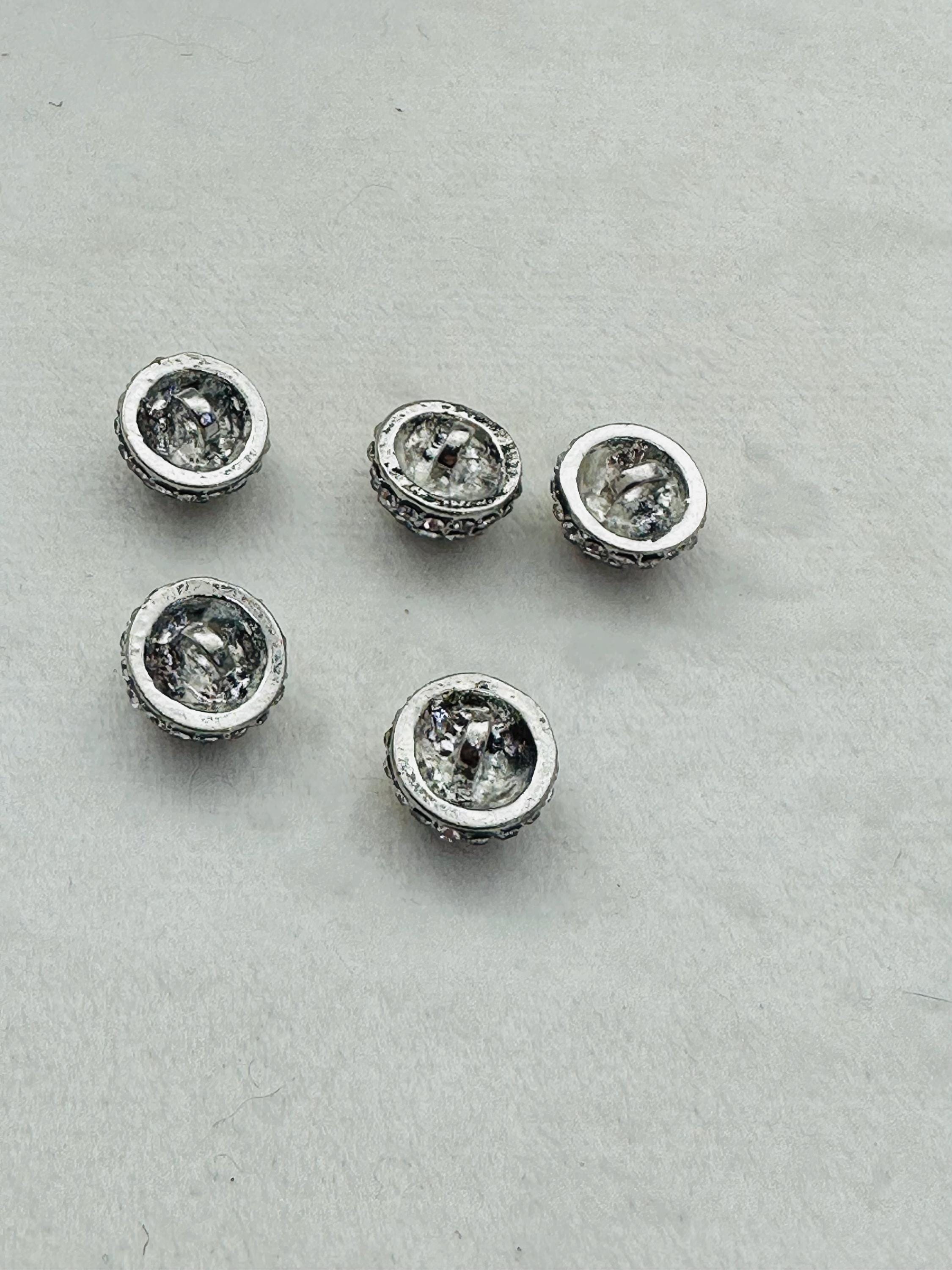 Rhinestone Buttons Silver Domed Design 12mm a Set of 5 - Etsy