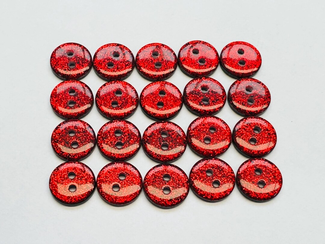 Red Glitter Buttons 12mm Sew Through a Set of Twenty - Etsy