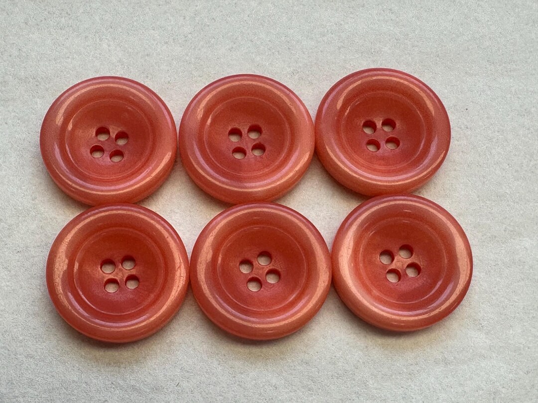 Coral Orange Buttons 25mm a Set of Six With a Glossy Finish - Etsy