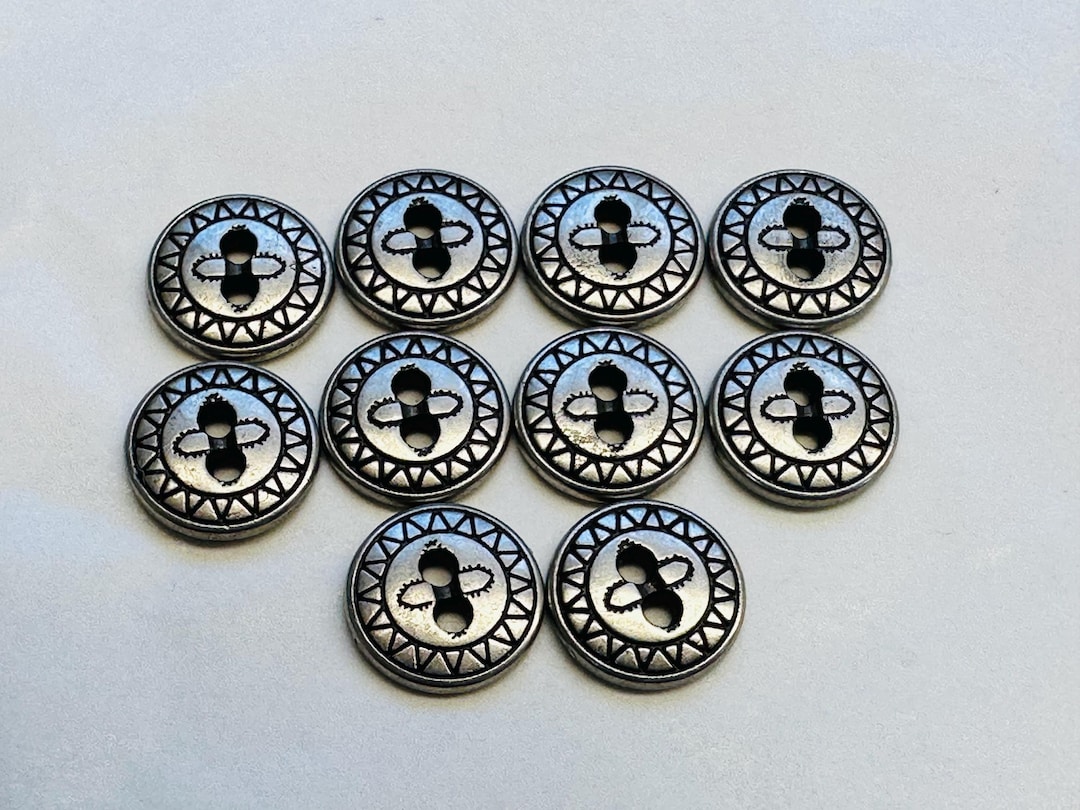 Metal Buttons 13mm a Set of Ten Silver-tone Engraved Western-style - Etsy