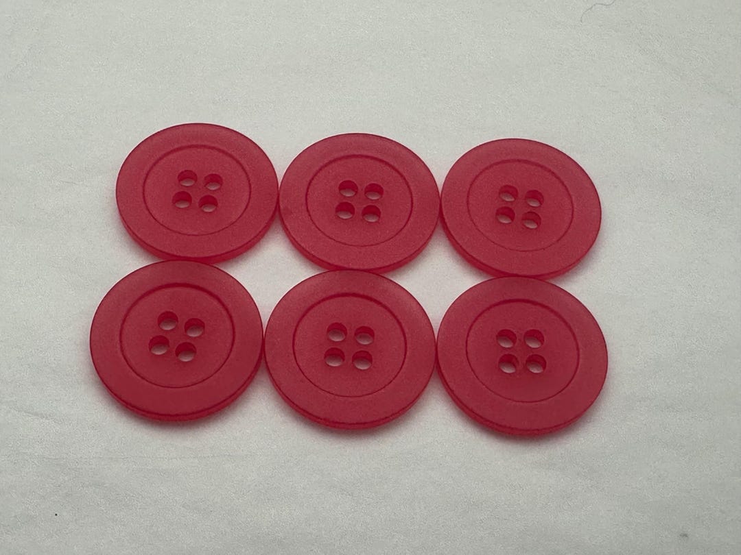 Bright Pink Buttons 20mm Opaque Finish Sew Through Sold as a Set of Six ...