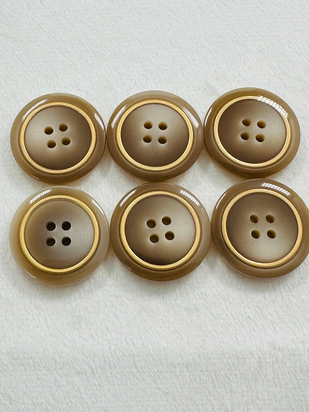 Camel Buttons 23mm a Set of 6 With a Gold-tone Inner Ring From Italy - Etsy