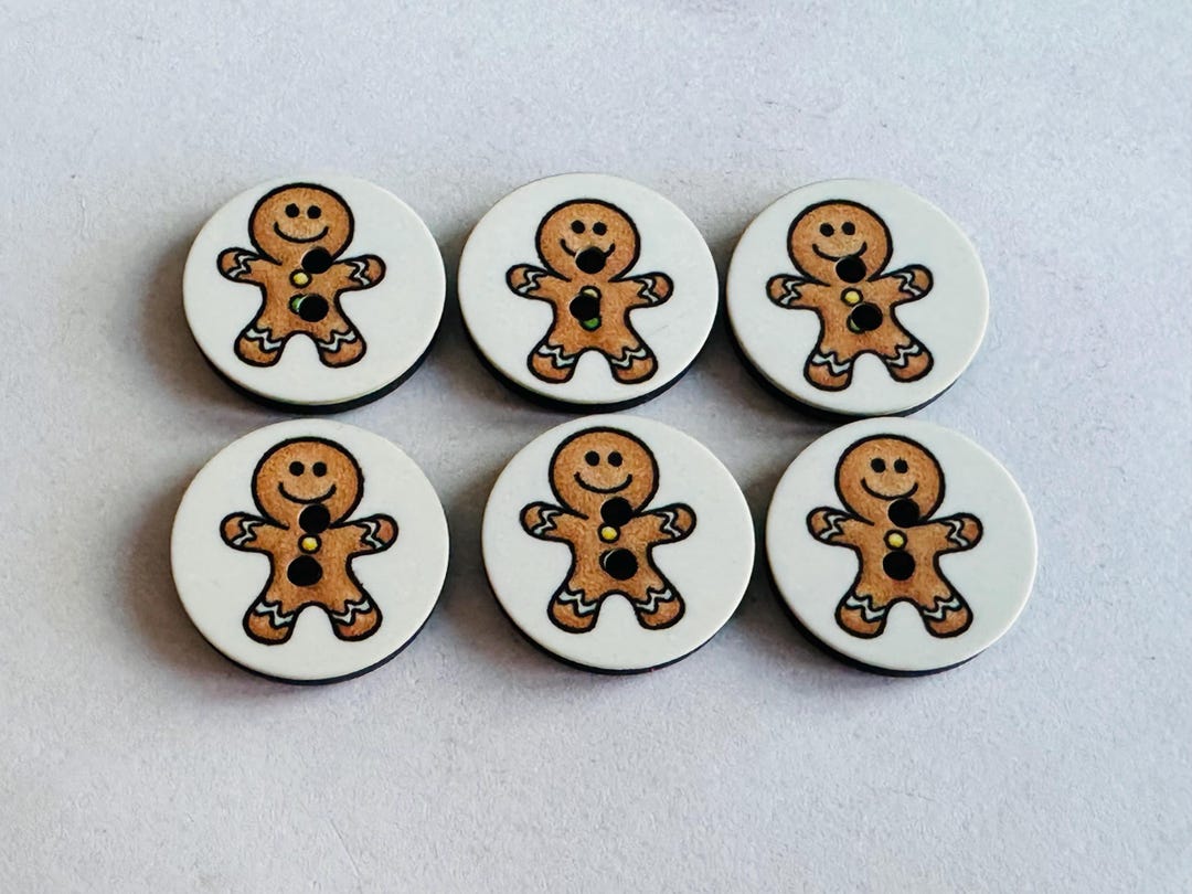 Gingerbread Man Buttons: 18mm Christmas Sewing Embellishment, a Set of ...