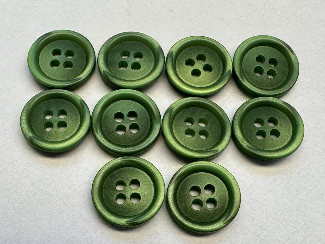 Olive Green Buttons 15mm Sew-through Soft Sheen Design a Set of Ten - Etsy
