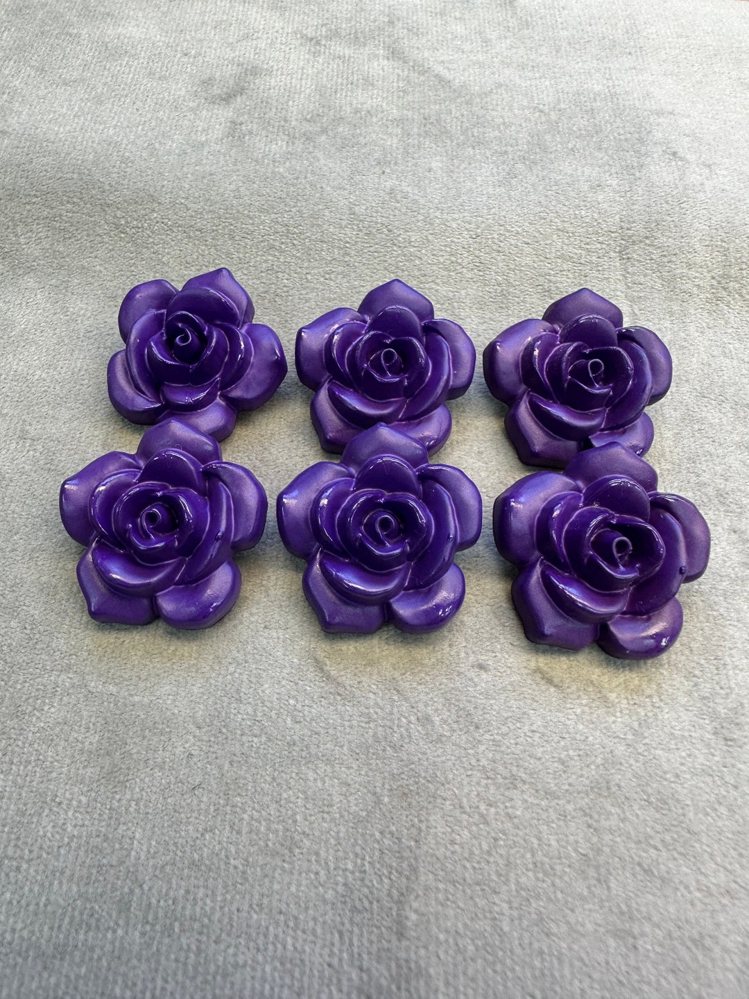 Rose Buttons Purple 30mm a Set of 6 - Etsy