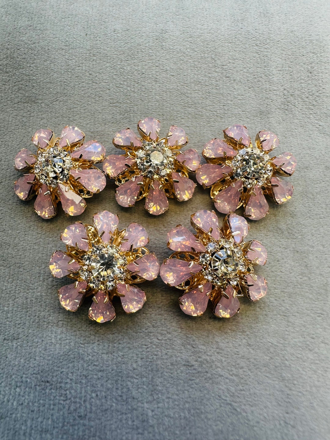 Pink Rhinestone Buttons 25mm a Set of 5 - Etsy