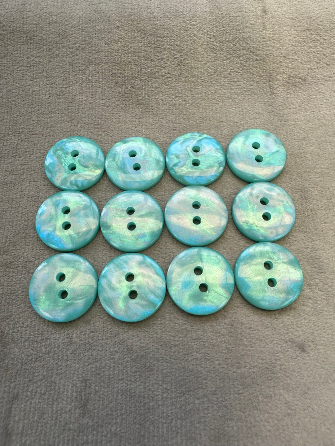 Iridescent Buttons Turquoise Pearly Finish 17mm a Set of 12 - Etsy