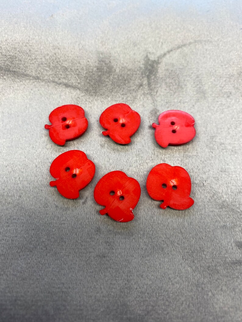 Red Apple Buttons 16mm a Set of 6 - Etsy