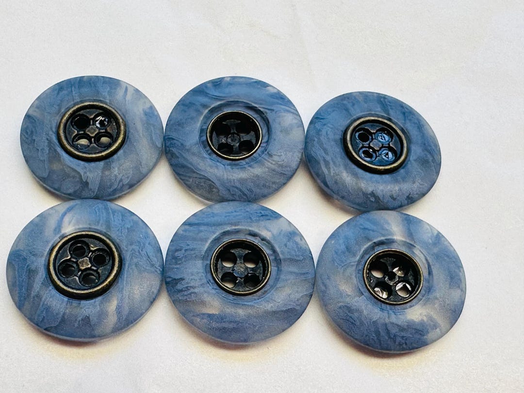 Blue Buttons 20mm, a Set of Six Ombre Effect With Bronze-tone Detail ...