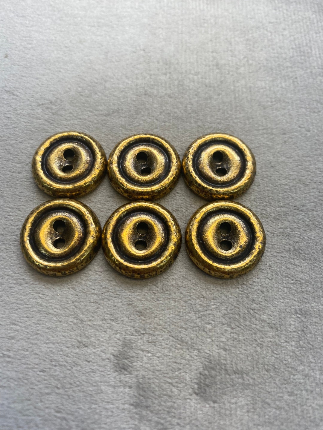 Metal Buttons Gold-tone Textured Design 16mm a Set of 6 - Etsy
