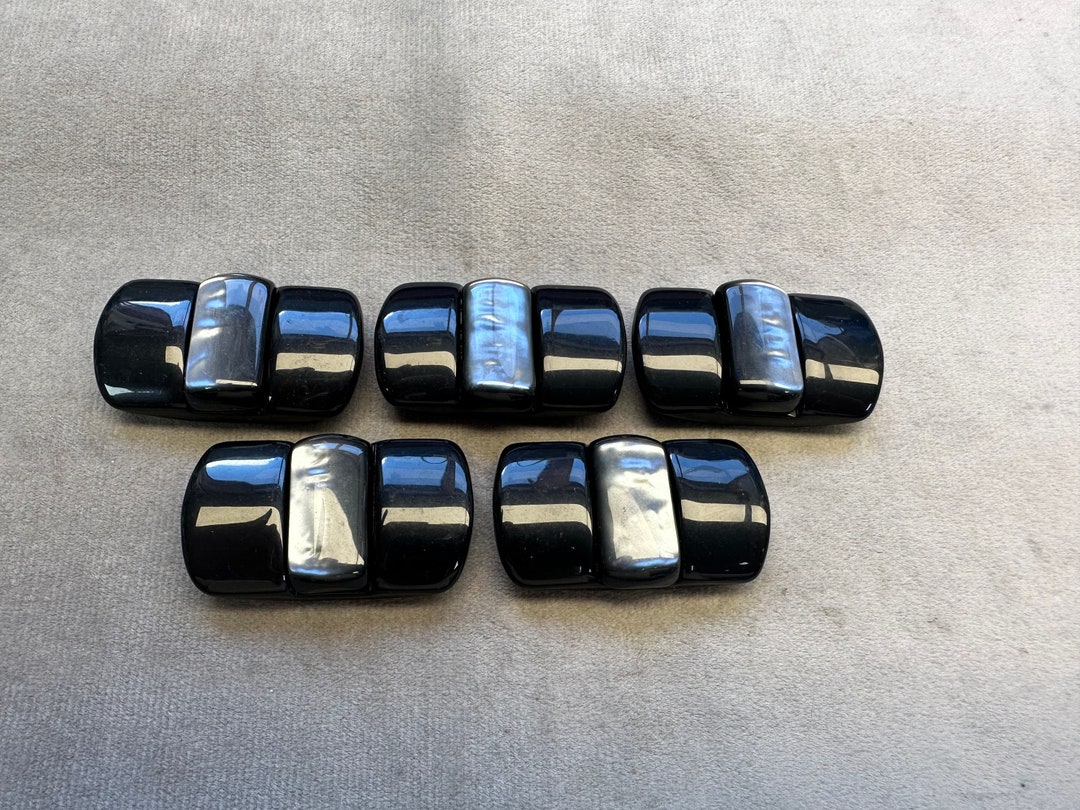 Two Tone Buttons Black and Grey Rectangle Design 43 X 24mm a Set of 6 ...