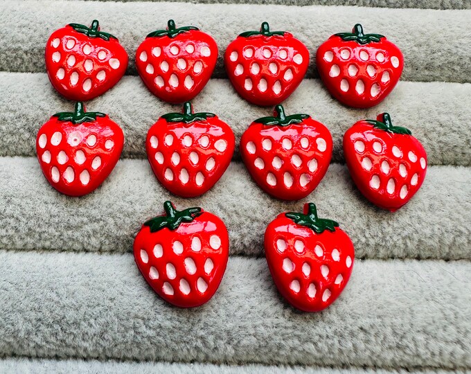 Strawberry Buttons Multicoloured 15mm a Set of 10 - Etsy