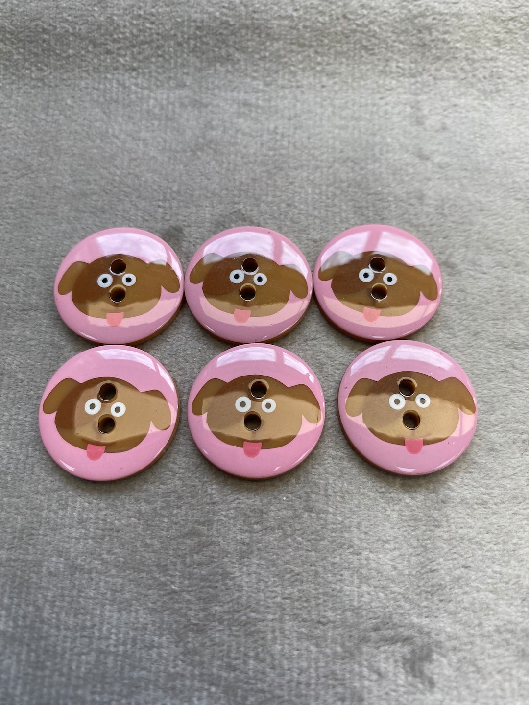 Dog Buttons Pink Background 18mm a Set of 6 - Etsy