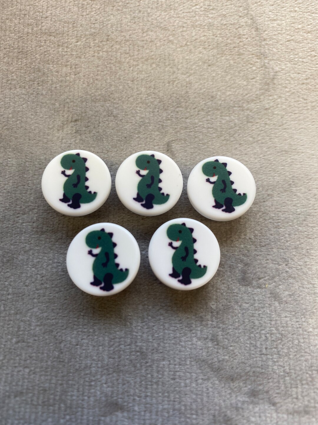 Dinosaur Buttons Green on a Matt White Background 14mm a Set - Etsy