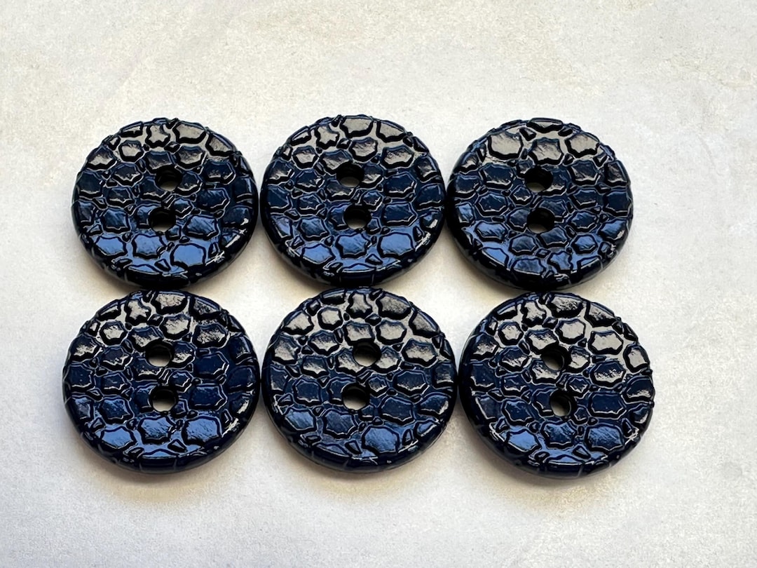 Navy Blue Buttons 18mm a Set of Six Textured Mock Croc Design - Etsy