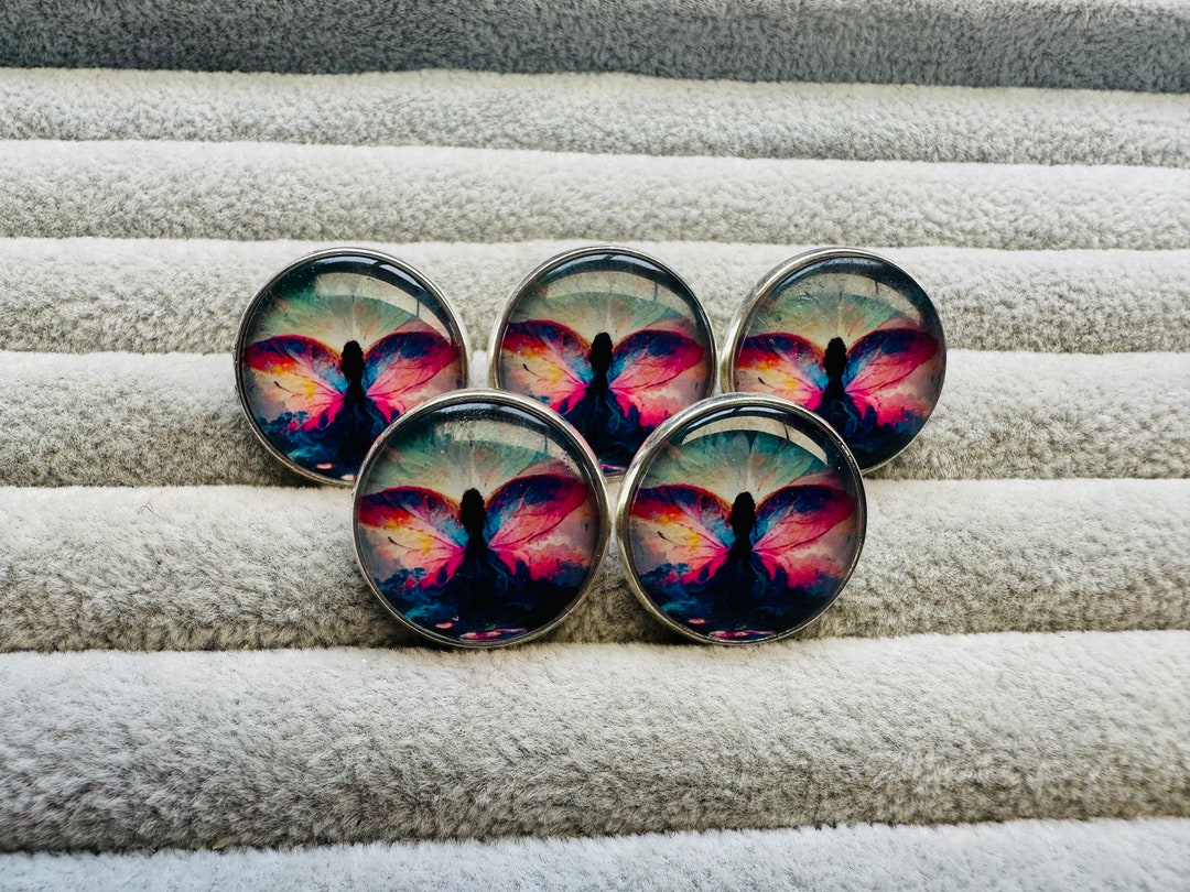 Rainbow Angel Buttons Glass and Metal 21mm a Set of 6 - Etsy
