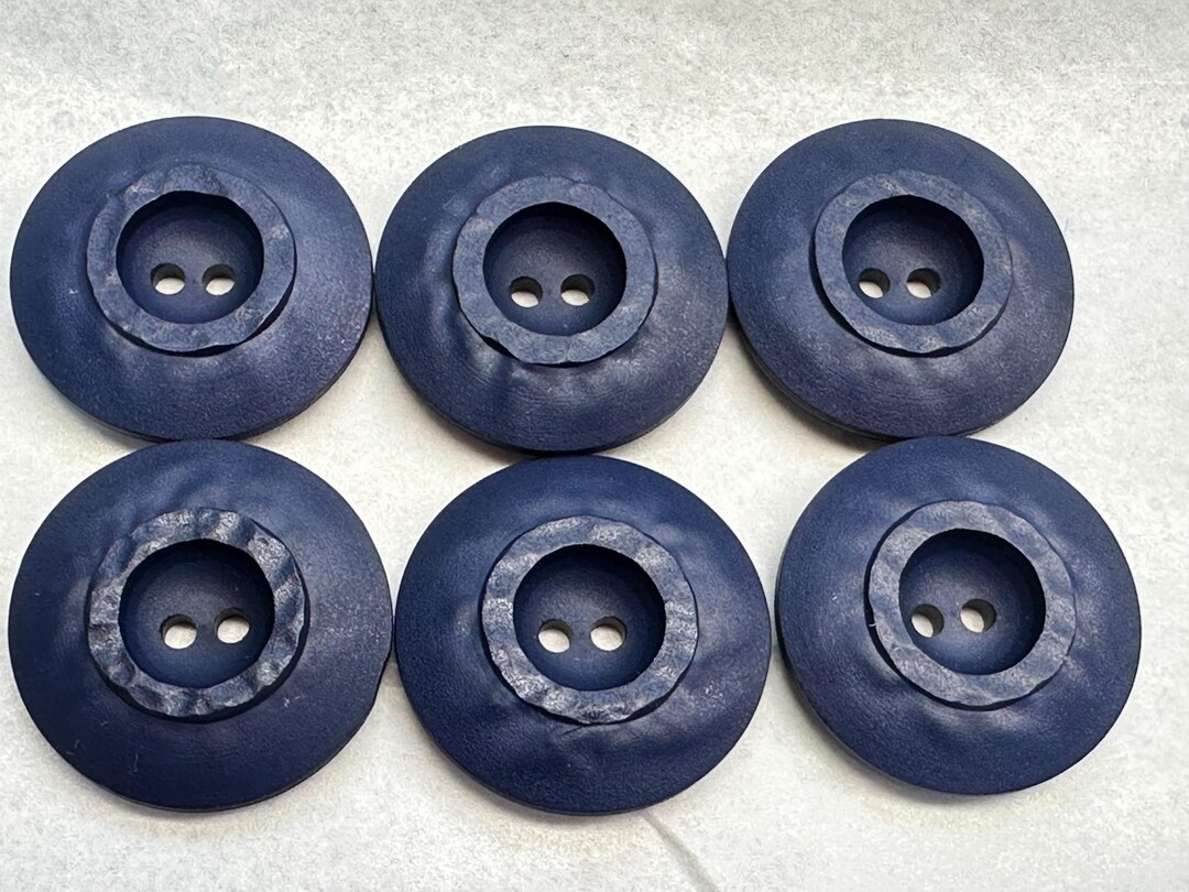 Navy Blue Buttons 28mm a Set of Six Textured Raised Centre Design - Etsy