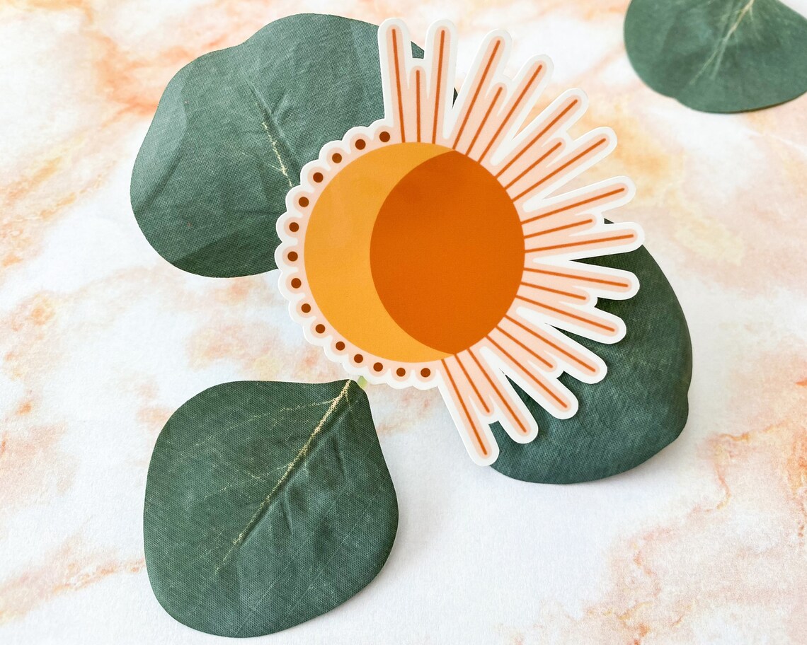 Sun and Moon Sticker Boho Aesthetic Sun & Moon | Etsy