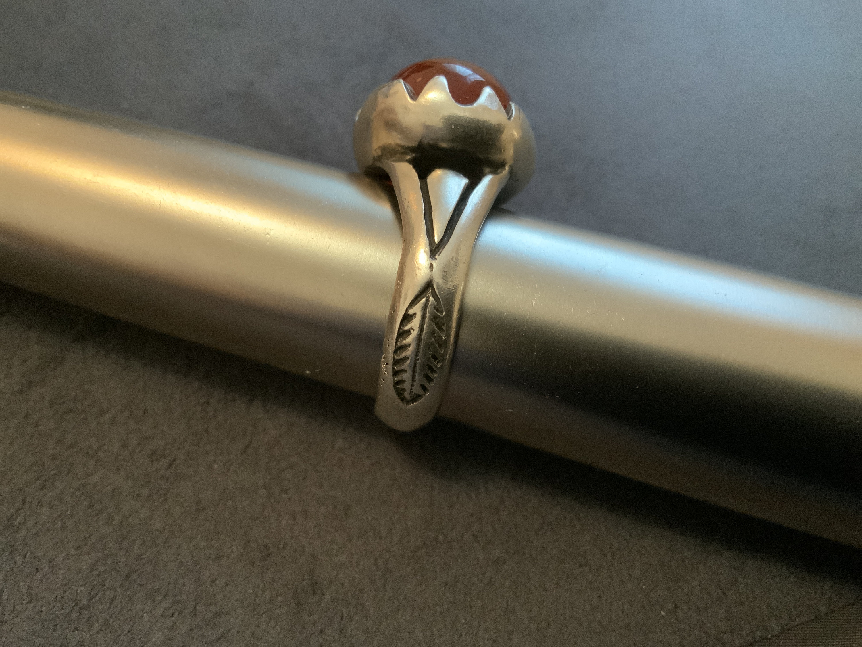 Brun orange foncé ambre ovale aqeeq pierre argent sterling taille 10 3 ...